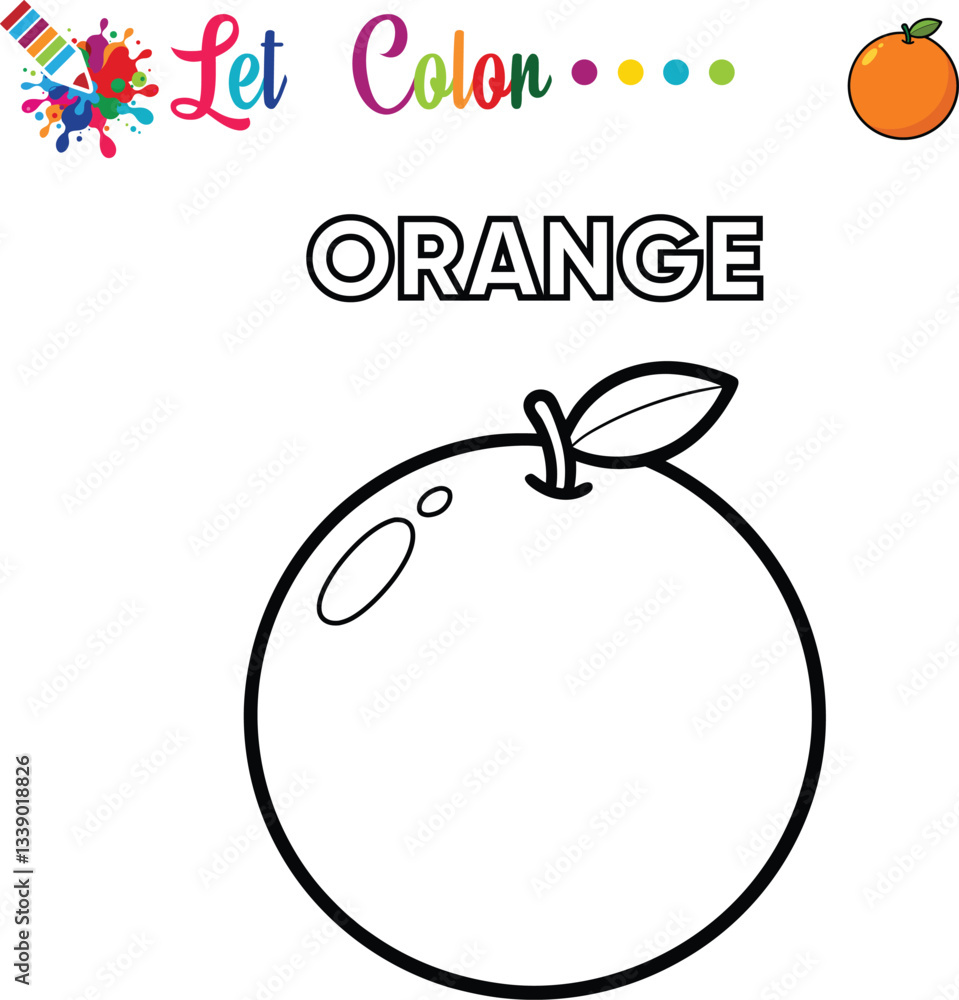 Image vectorielle Stock Orange Coloring Page for Kids Printable ...