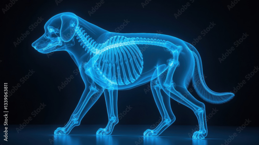 x ray illustration of dog showcasing its skeletal structure and anatomy ...