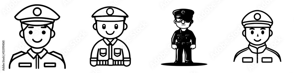 Different styles of police uniforms and their variations illustrated in ...