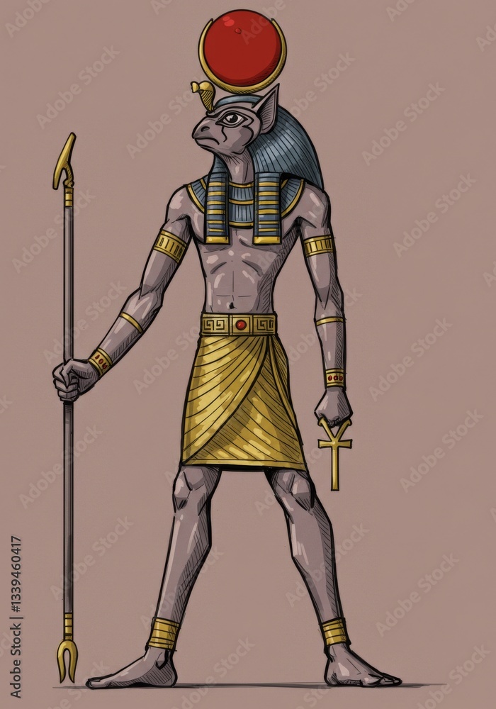 Horus God of Egypt Full Body Illustration - Powerful depiction of Horus ...