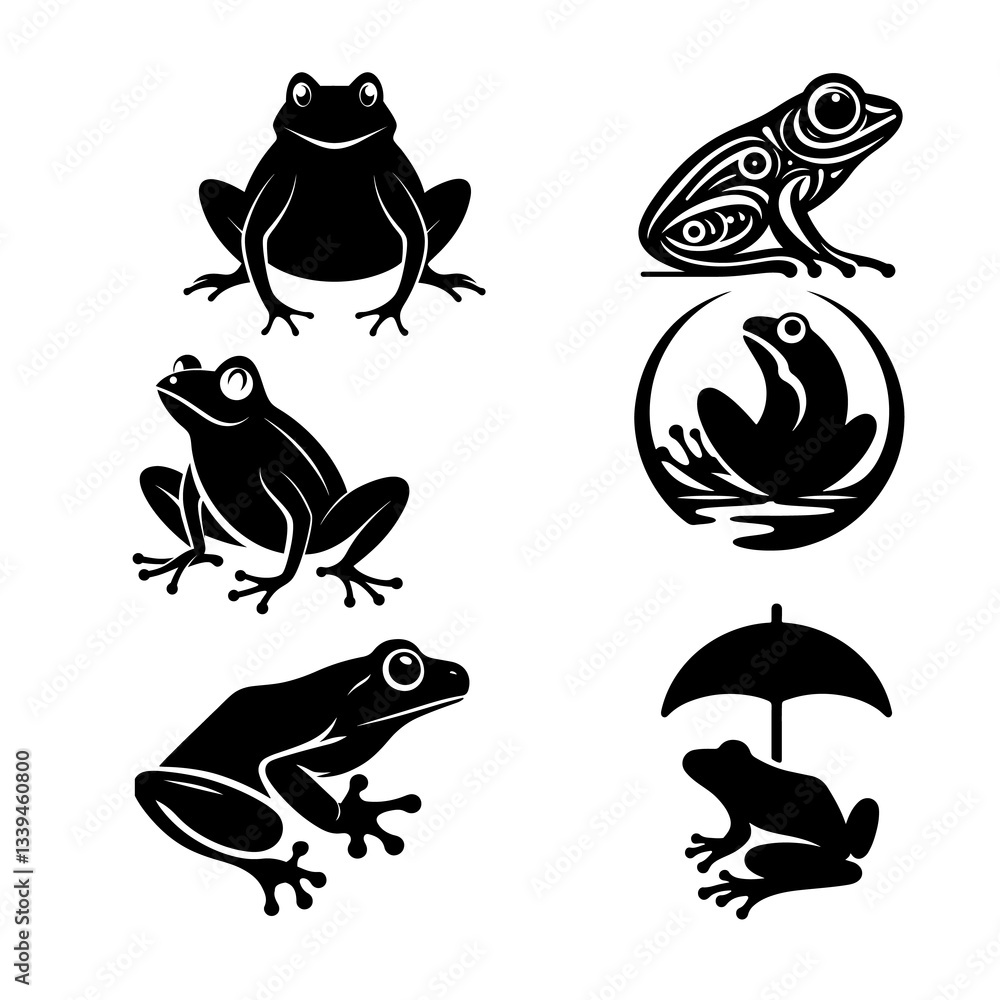 Frog Silhouette Vector | Jumping Frog Illustration | Amphibian Clipart ...