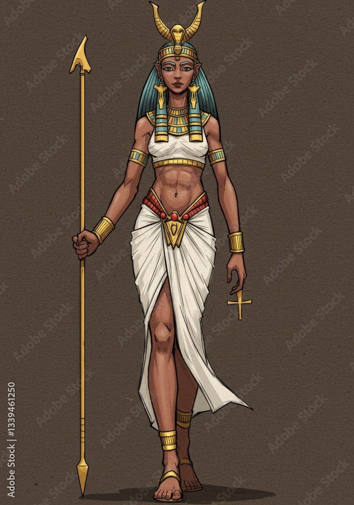 Nephthys Goddess Full Body Illustration - Elegant depiction of Nephthys ...