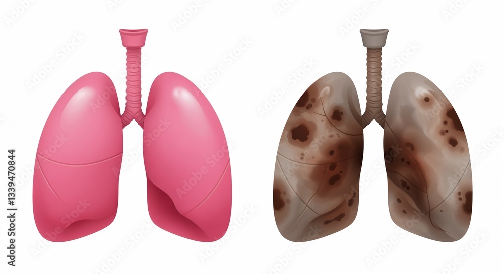Healthy lungs versus damaged smoker’s lungs model comparison for ...