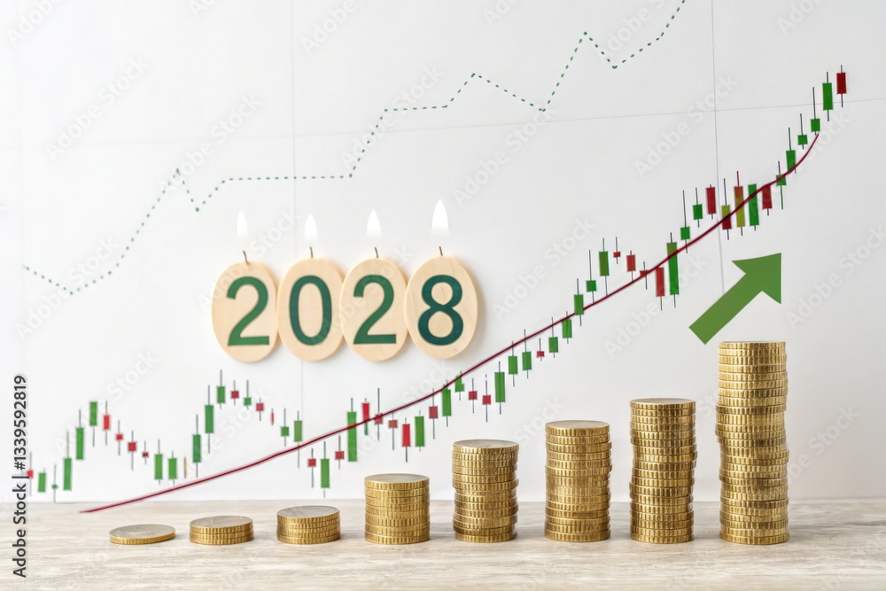Financial Growth Visualized With Coin Stacks for 2028 Forecast ...