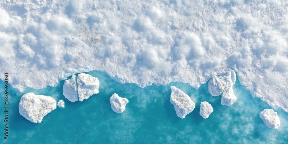 climate change effects, aerial perspective of melting ice caps and ...