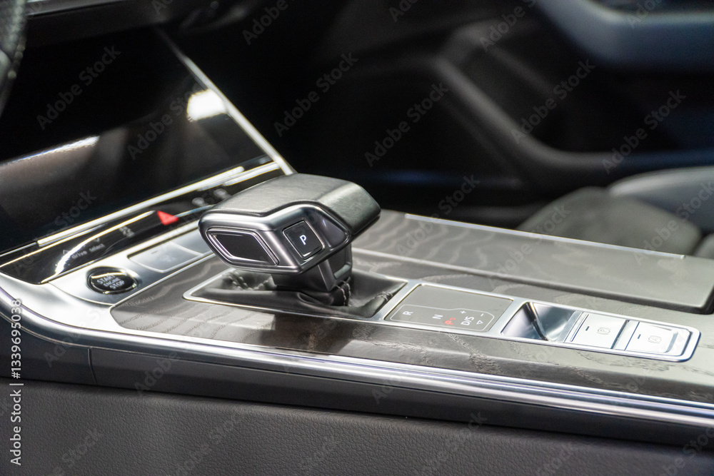 Audi Q8 vehicle interior SUV car. Interior of modern car with dashboard ...