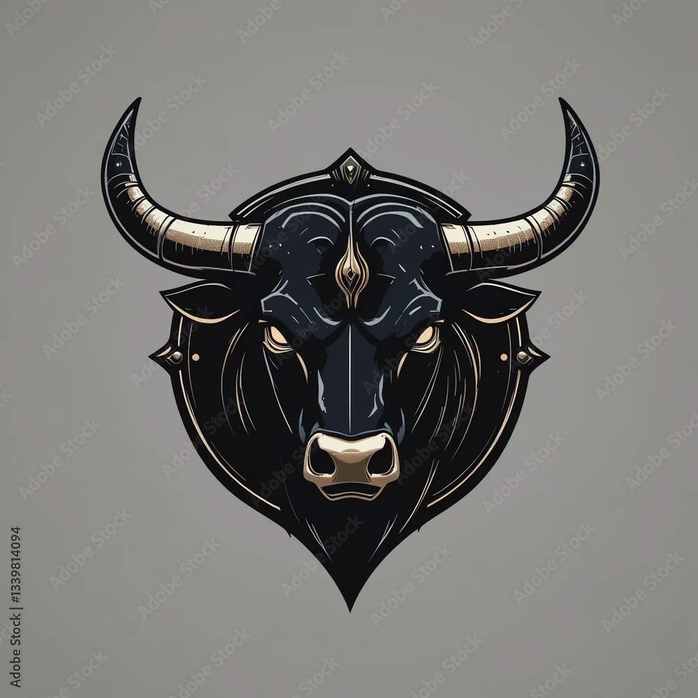 Artistic illustration of a majestic bull's head featuring intricate ...