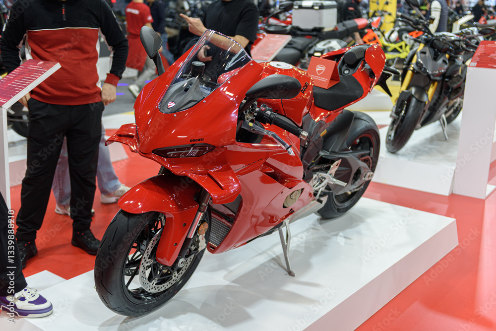 ISTANBUL, TURKEY - MARCH 15, 2025: Ducati Panigale V4 motorcycle on ...