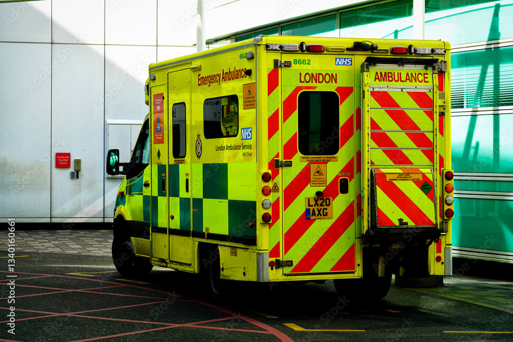 Medical Emergency Vehicle Parked At Hospital Ambulance Bay, LAS ...