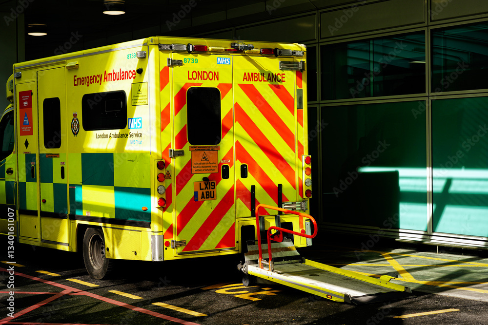Paramedic Vehicle Rear Entry: NHS National Health Service Vehicle Rear ...