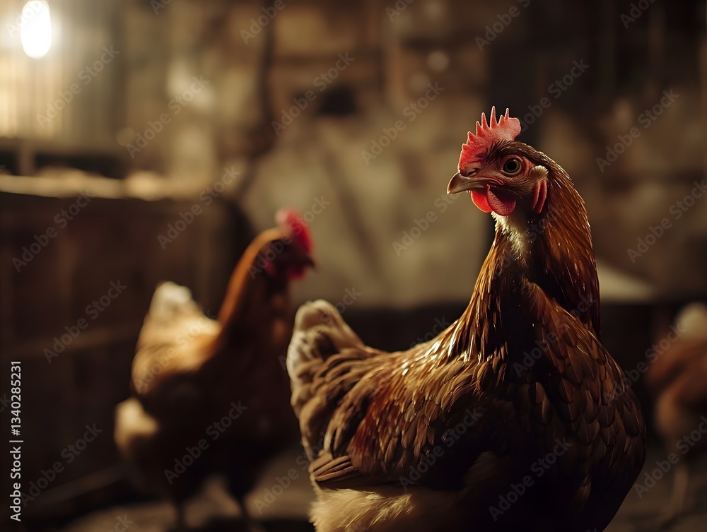 Cage-free chickens in a spacious poultry farm with ethical practices ...