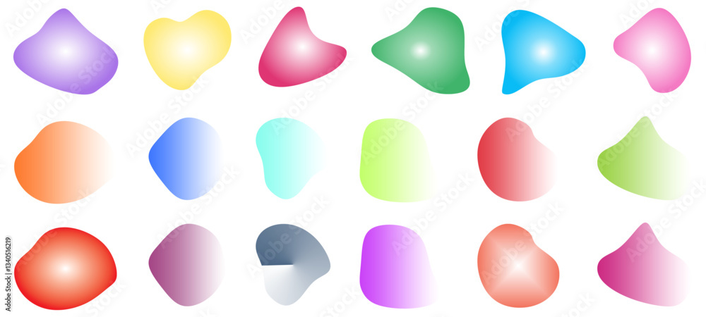 Gradient blur blob shapes. Coloured figures with a soft gradation from ...