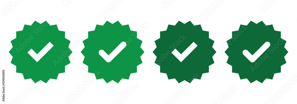 Green checkmark, green tick, check mark icon button set. tick mark with ...