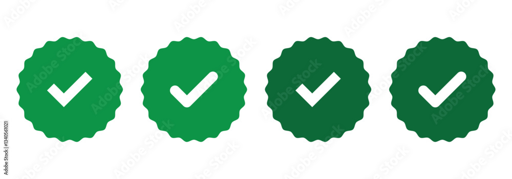 Green checkmark, green tick, check mark icon button set. tick mark with ...