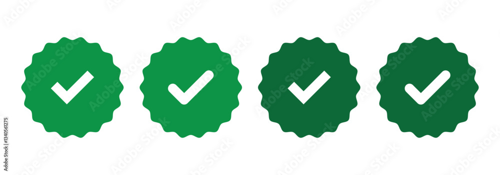 Green checkmark, green tick, check mark icon button set. tick mark with ...