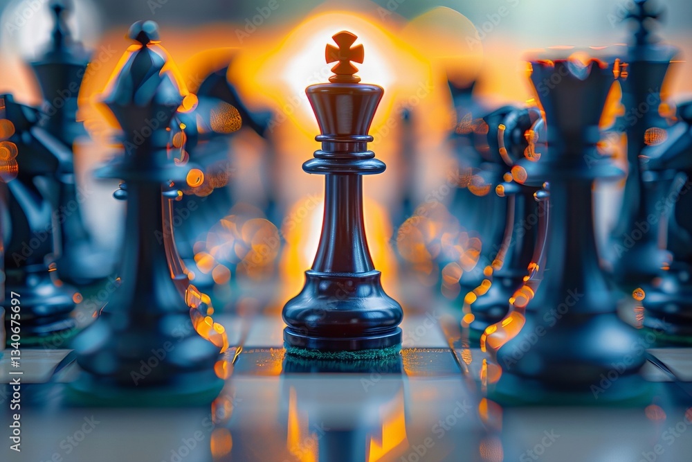 Symbolic Chess Piece Closeup: Double Color Pawn Surrounded by Others ...