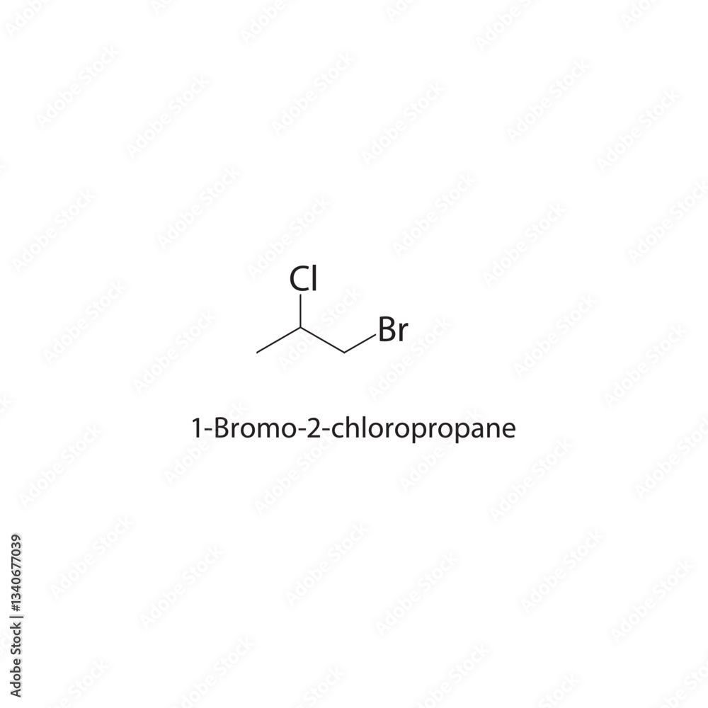 1-Bromo-2-chloropropane skeletal structure. Brominated Chlorinated ...