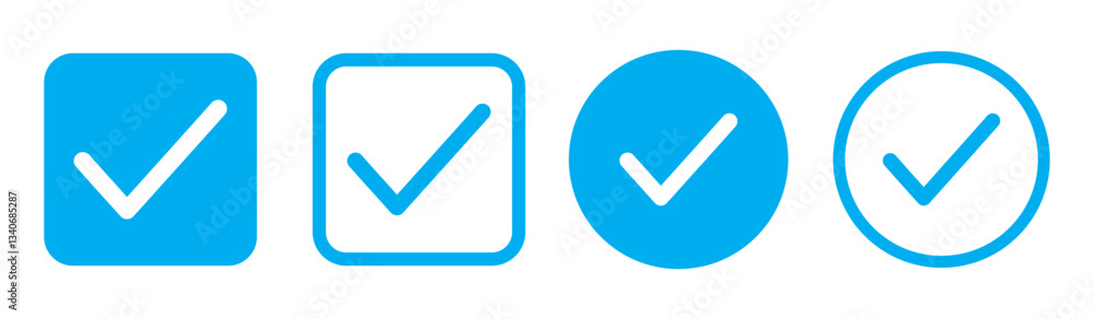 Blue check mark icon. Profile verified badge. Check mark correct icon ...