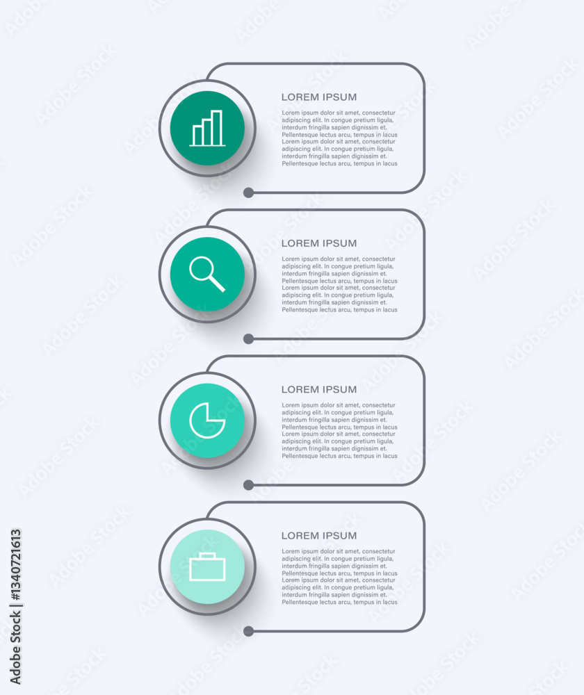Vertical Infographic design template with 4 steps and icons Stock ...