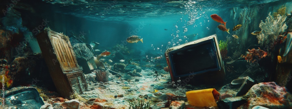 Submerged objects create warped visuals in a colorful underwater ...