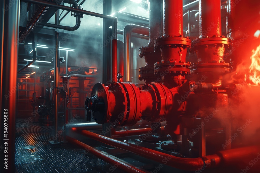Fire Pump Room. Industrial Fire Fighting Equipment and High Performance ...