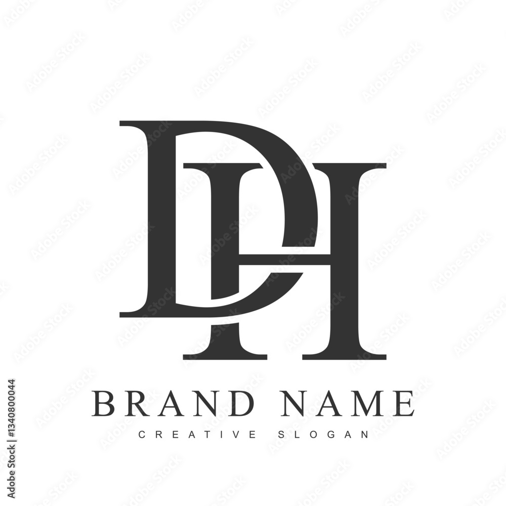 DH trendy logotype template. Initial letter d and h classic font style ...
