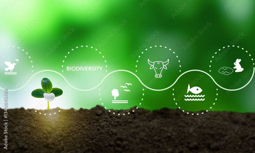 World biodiversity concept. The sustainable ecological environment and ...