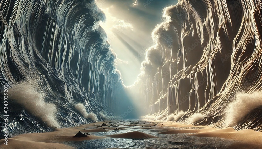 Realistic 3D Rendering of Moses Parting the Red Sea Generative AI Stock ...