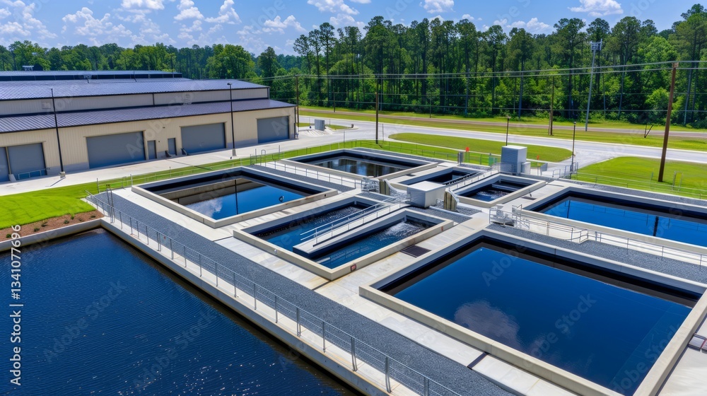 Community wastewater management facility with solar-powered filtration ...