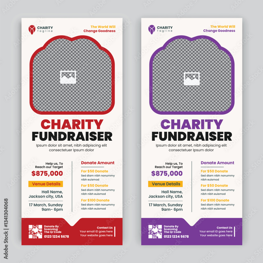 Charity fundraiser rack card design template or Charity activities ...
