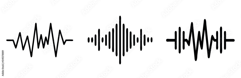 Abstract Sound Wave Vector Design, Sound Wave Forms with Fluctuating ...