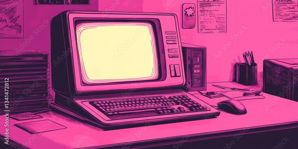 Old computer browser message windows in 90s vaporwave style with y2k stickers. Retro pc desktop ...