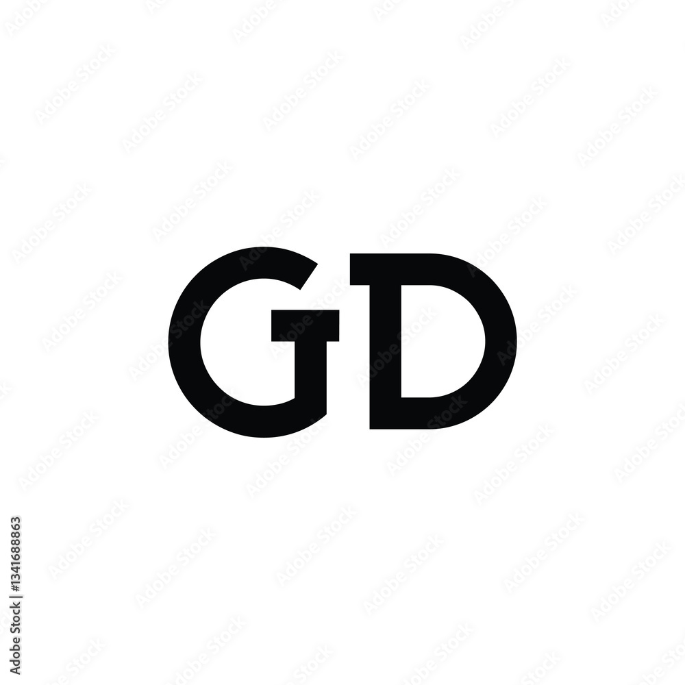 GD monogram logo design letter text name symbol monochrome logotype ...