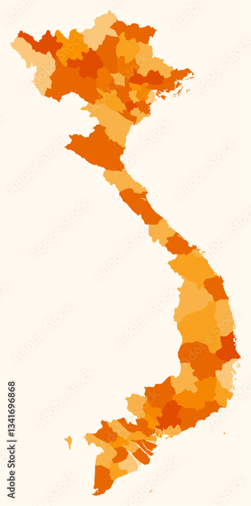 Map of Vietnam with regions. Just a simple country border map with ...