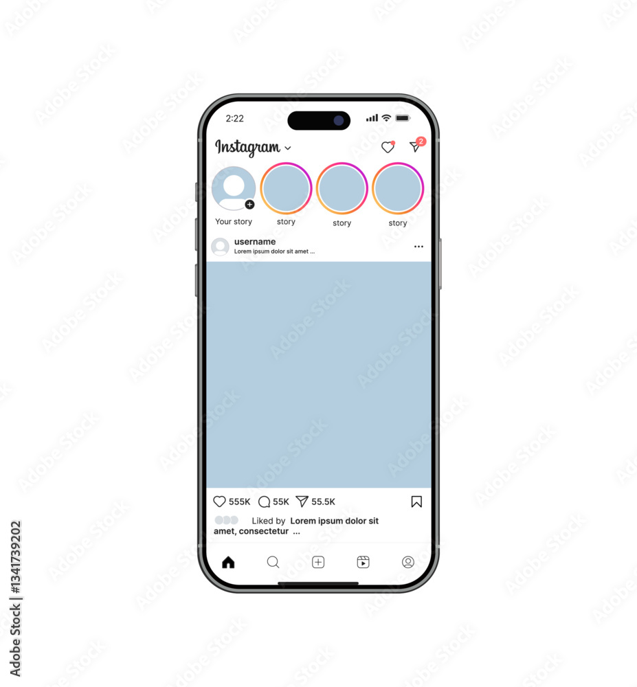 Vector de Stock Instagram Post mockup template frame with iPhone 16 pro ...