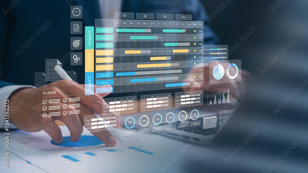 Project management and workflow tracking concept. task management ...