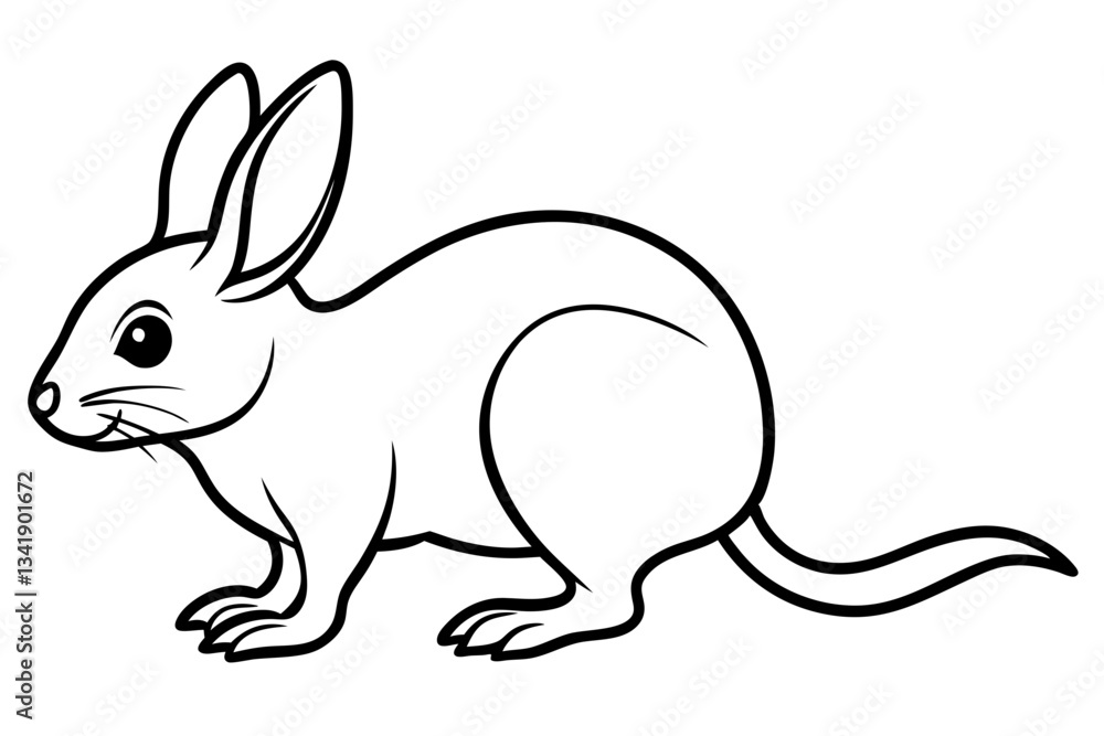 bilby line art silhouette vector illustration Stock Vector | Adobe Stock