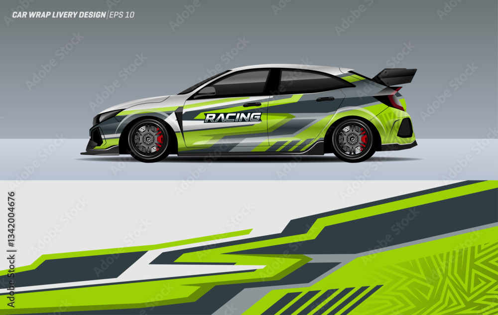 Modern racing car wrap. livery design with elegant racing line theme ...
