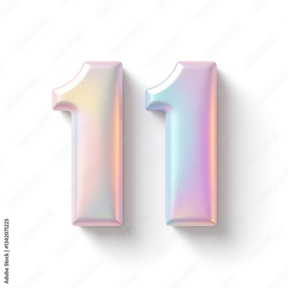 Iridescent number 11 on white background Stock Illustration | Adobe Stock