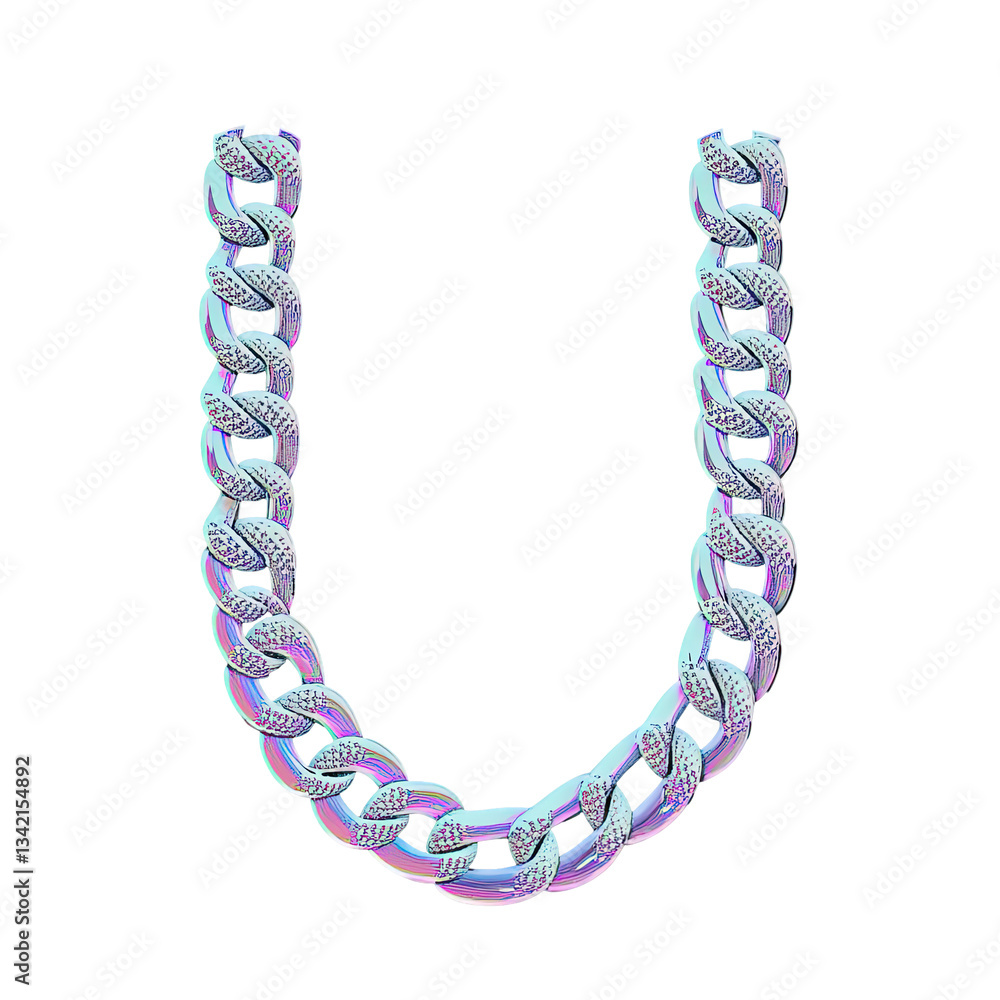 Glittering Link Chain Close-Up Shiny Metallic Connection in 3D with ...