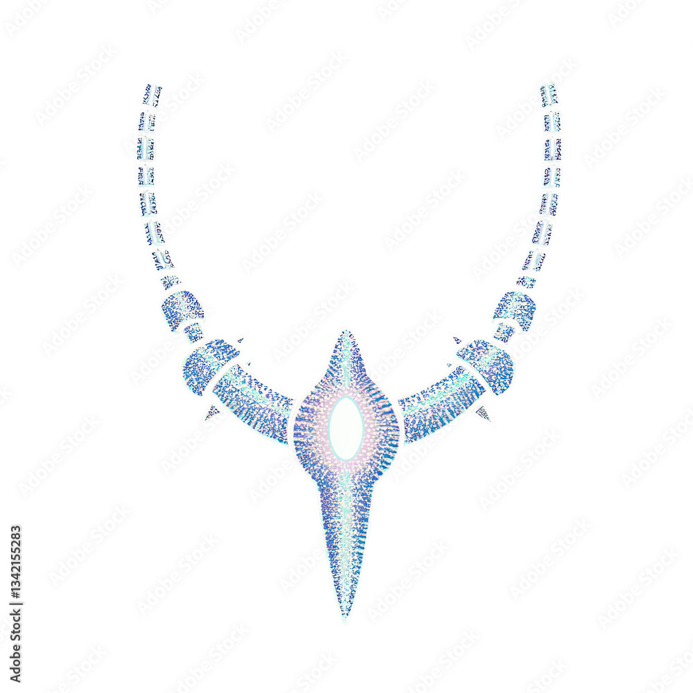 Spiked Necklace with Iridescent Design in 3D, on a white and ...