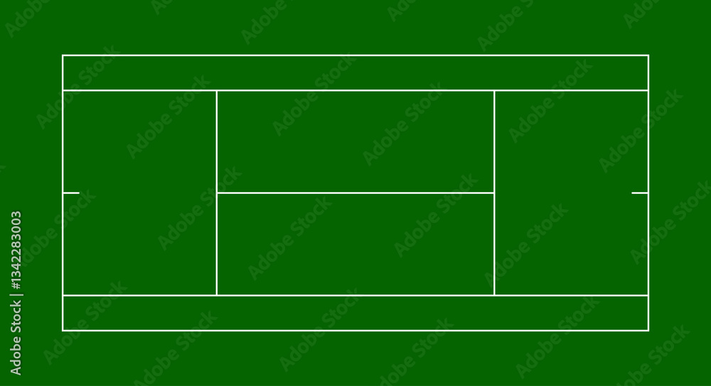 Tennis Court Field Size and Dimension Drawing Illustration. Tennis Clay ...
