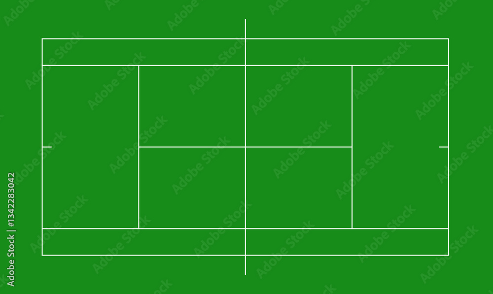 Tennis Court Field Size and Dimension Drawing Illustration. Tennis Clay ...
