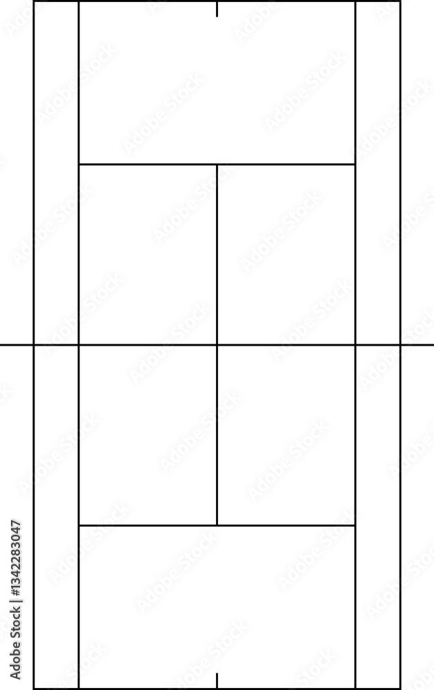 Tennis Court Field Size and Dimension Drawing Illustration. Tennis Clay ...