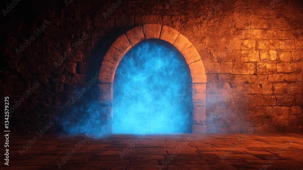 Mystical Blue Portal in Ancient Stone Archway Fantasy Game Background ...