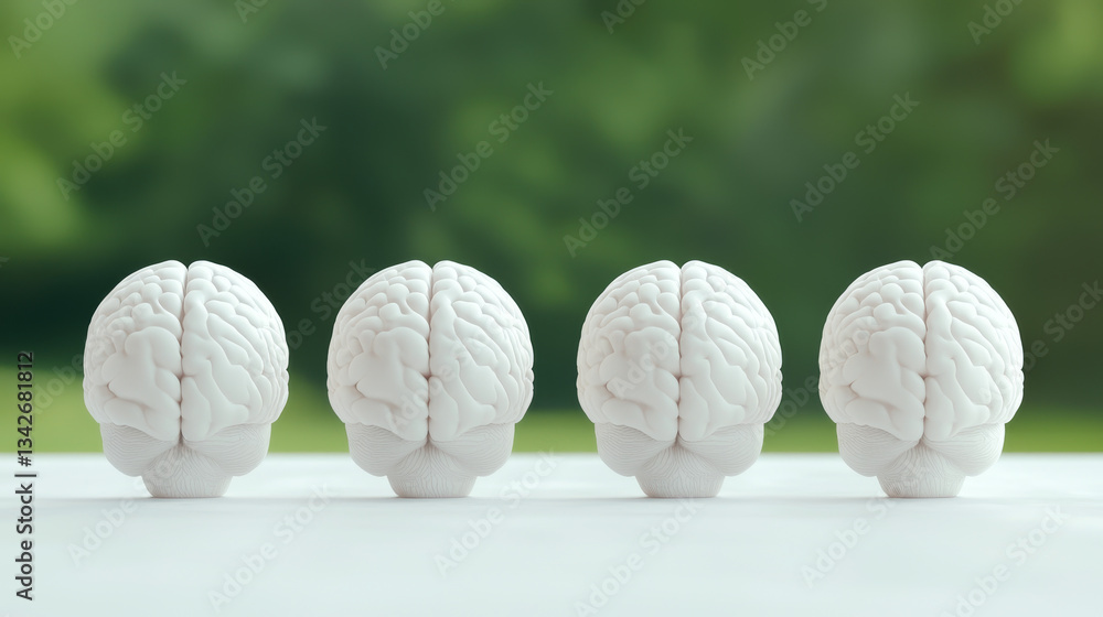 Four white brain models signify different states of mind and cognitive ...