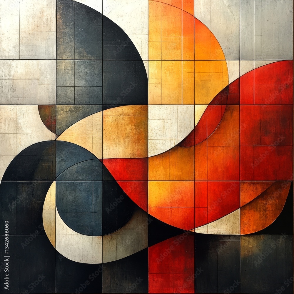 Abstract Geometric Art Featuring Vibrant Colors And Intricate Shapes