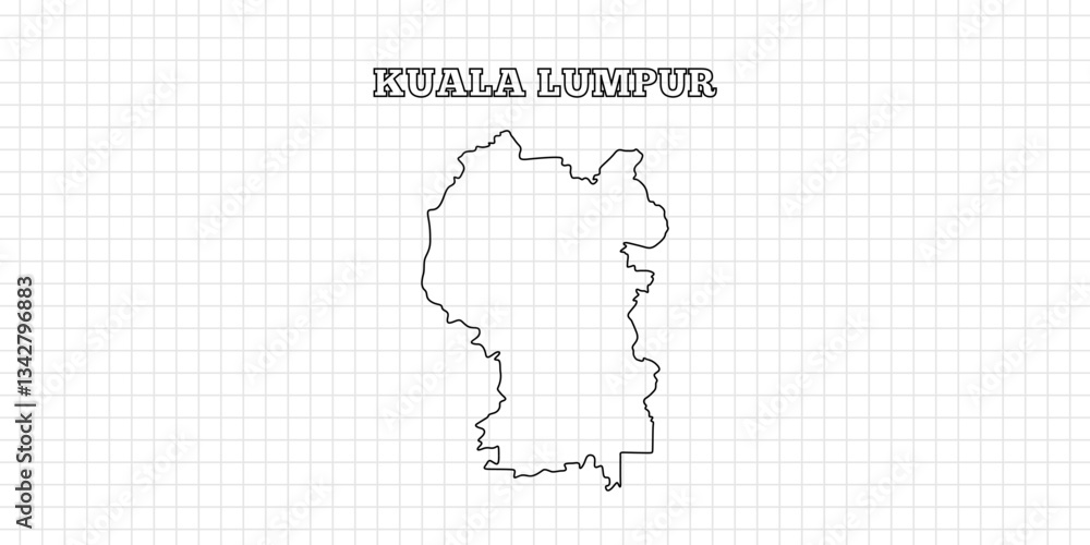 Kuala lumpur map travel with outline simple drawing version ...
