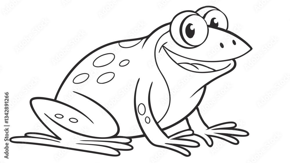 Happy Cartoon Frog Outline drawing vector illustration isolated on ...