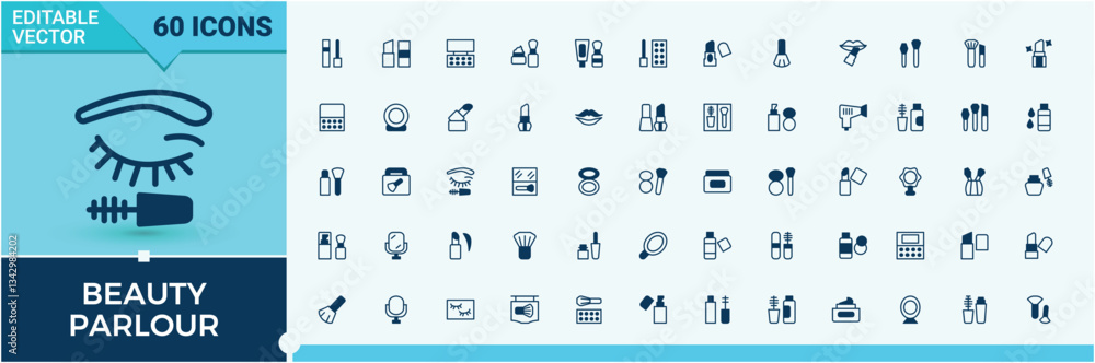 Beauty Parlour linear icon collection. Containing parlour, hair salon ...